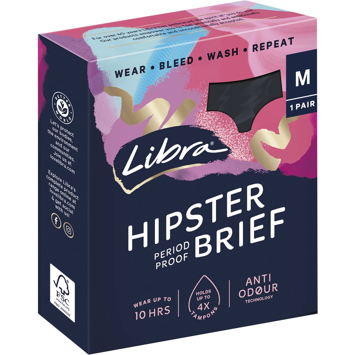 Libra Medium Hipster Brief Period Proof Anti Odour Technology Each | Woolworths