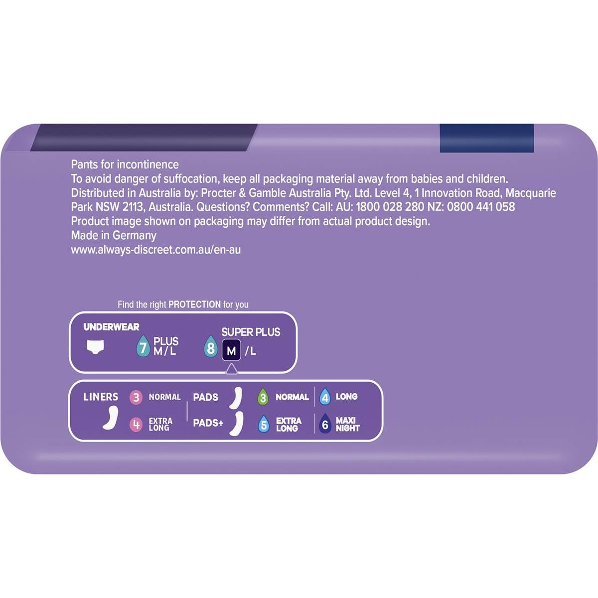 Always Discreet Incontinence Underwear Super Night Pant M 9 Pack ...