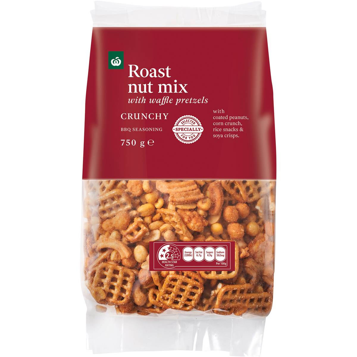 Woolworths Roast Nut Mix With Waffle Pretzels 750g | Woolworths
