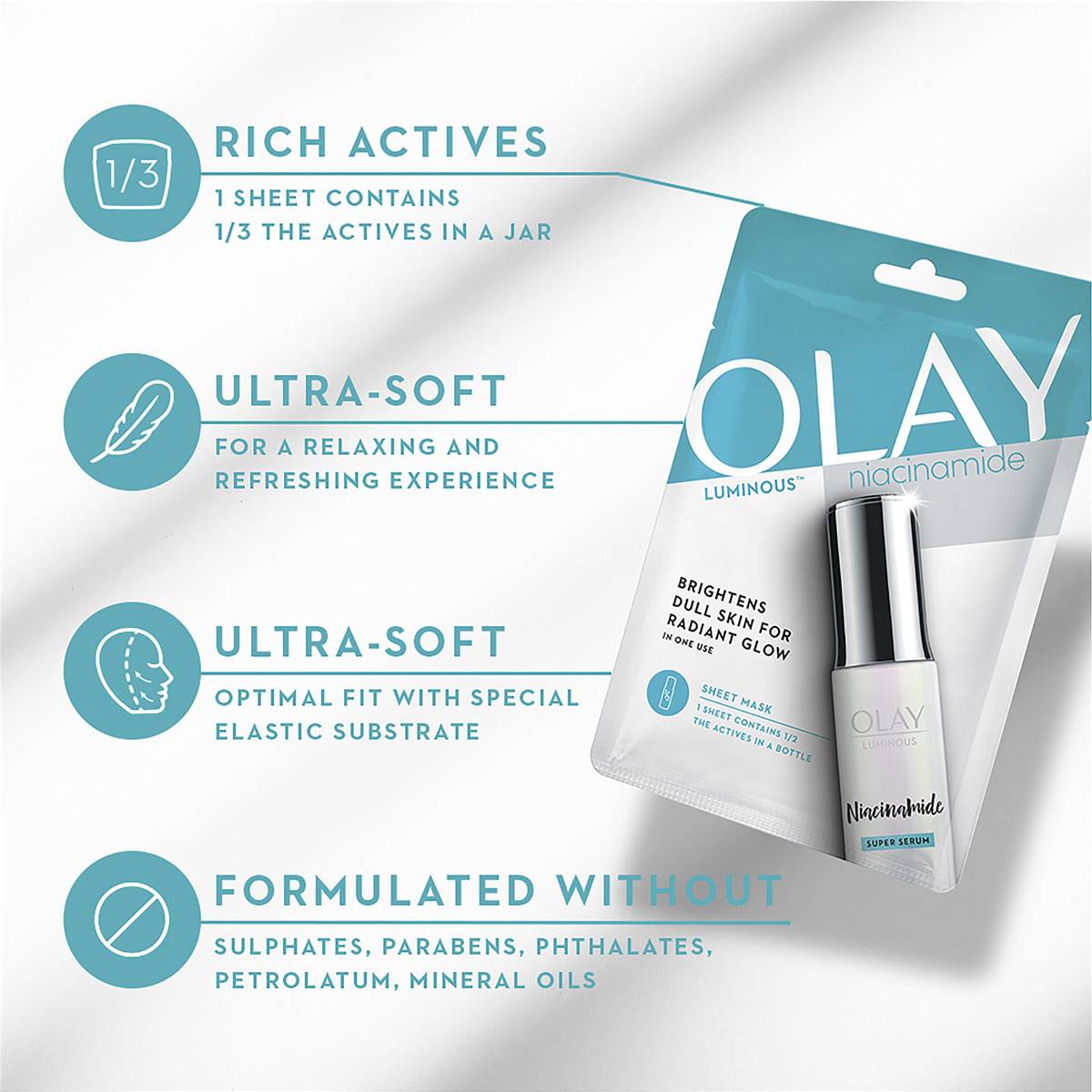 Olay Luminous Niacinamide Face Sheet Mask Each | Woolworths