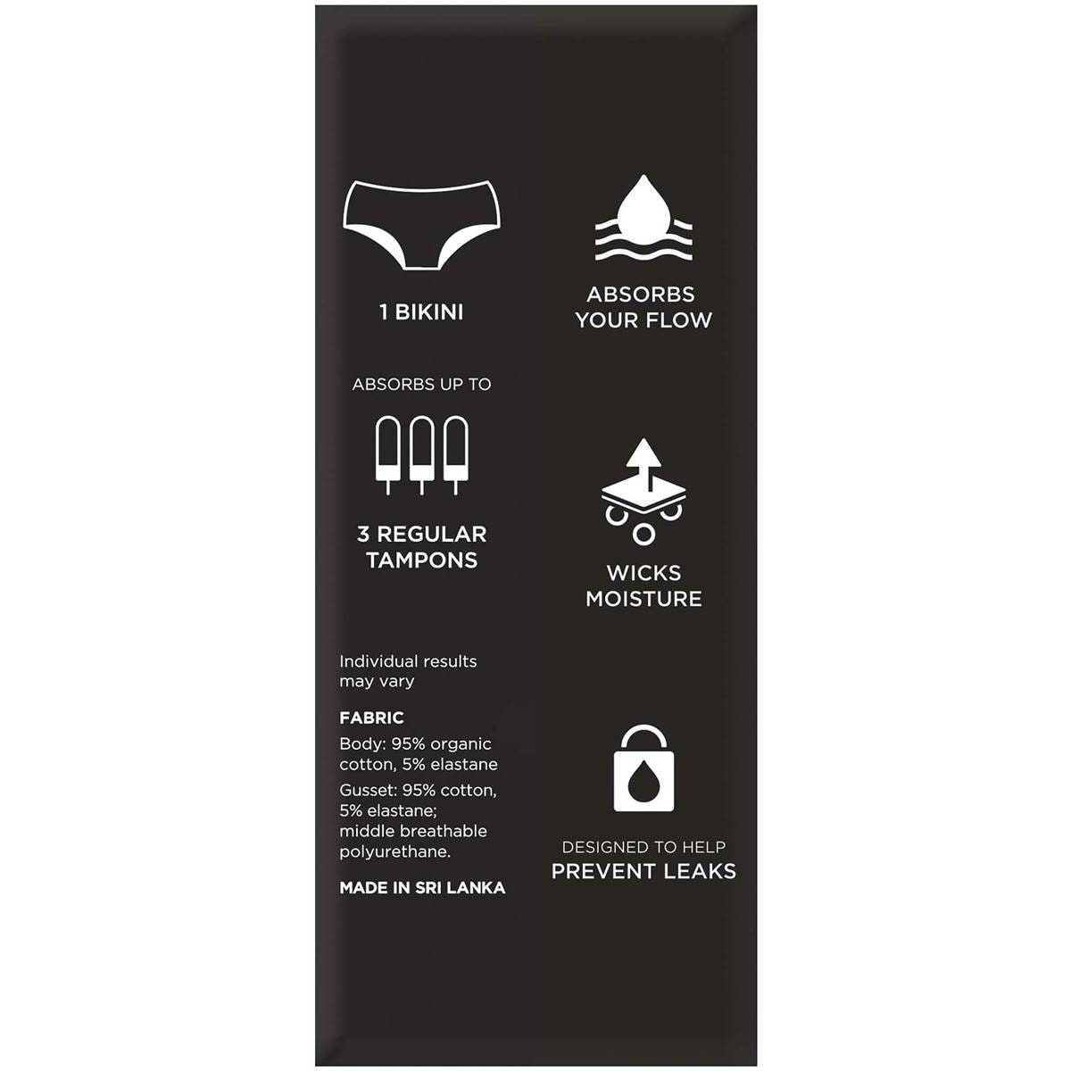 U By Kotex Thinx Period Underwear Black Bikini Size 10 1 Pack | Woolworths