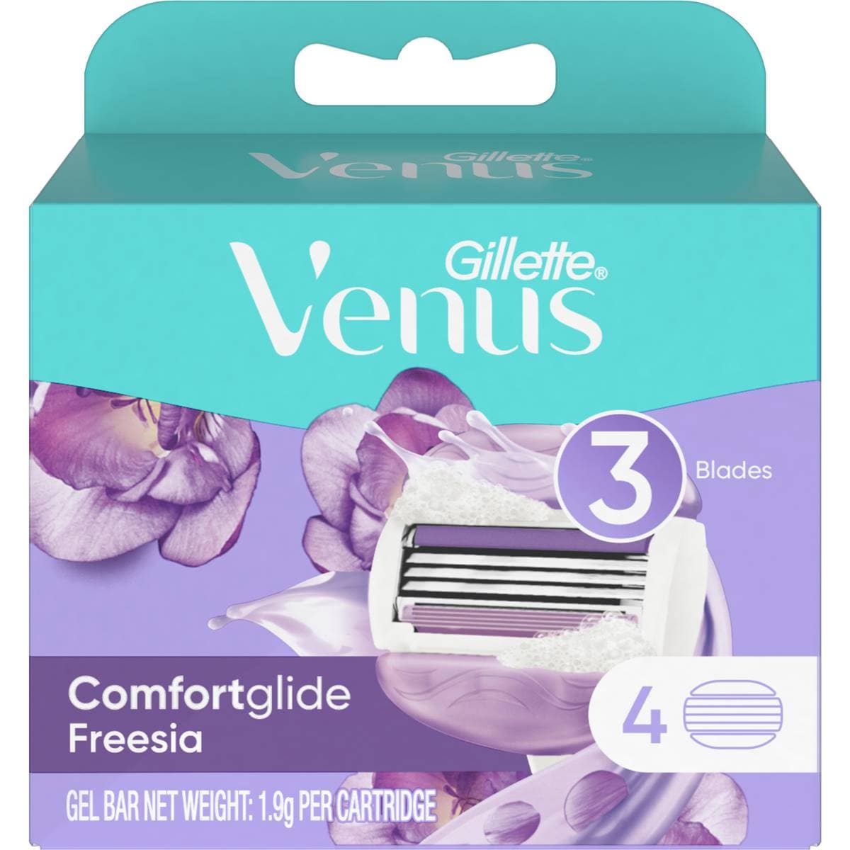 Gillette Venus Comfort Glide Freesia Razor Blade Cartridges 4 Pack ...