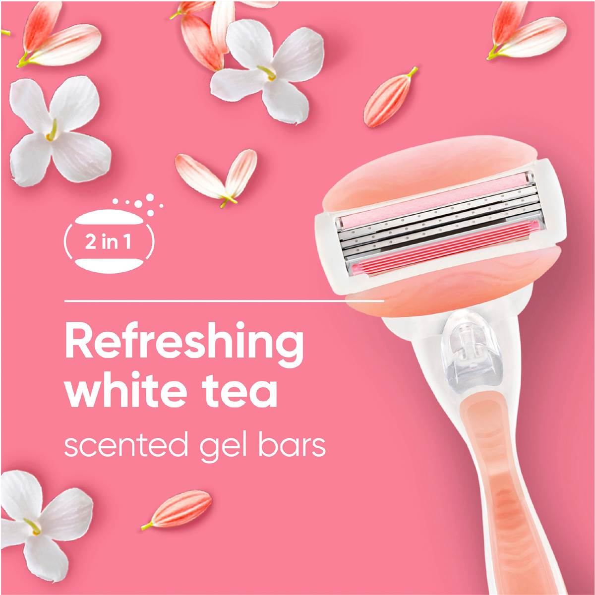 Gillette Venus Comfortglide White Tea Razor With 2 Razor Blades Each ...