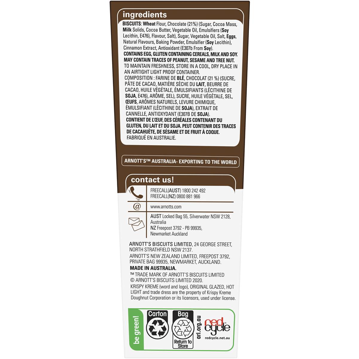 Arnott's Tee Vee Snacks Krispy Kreme Choc Iced 165g | Woolworths