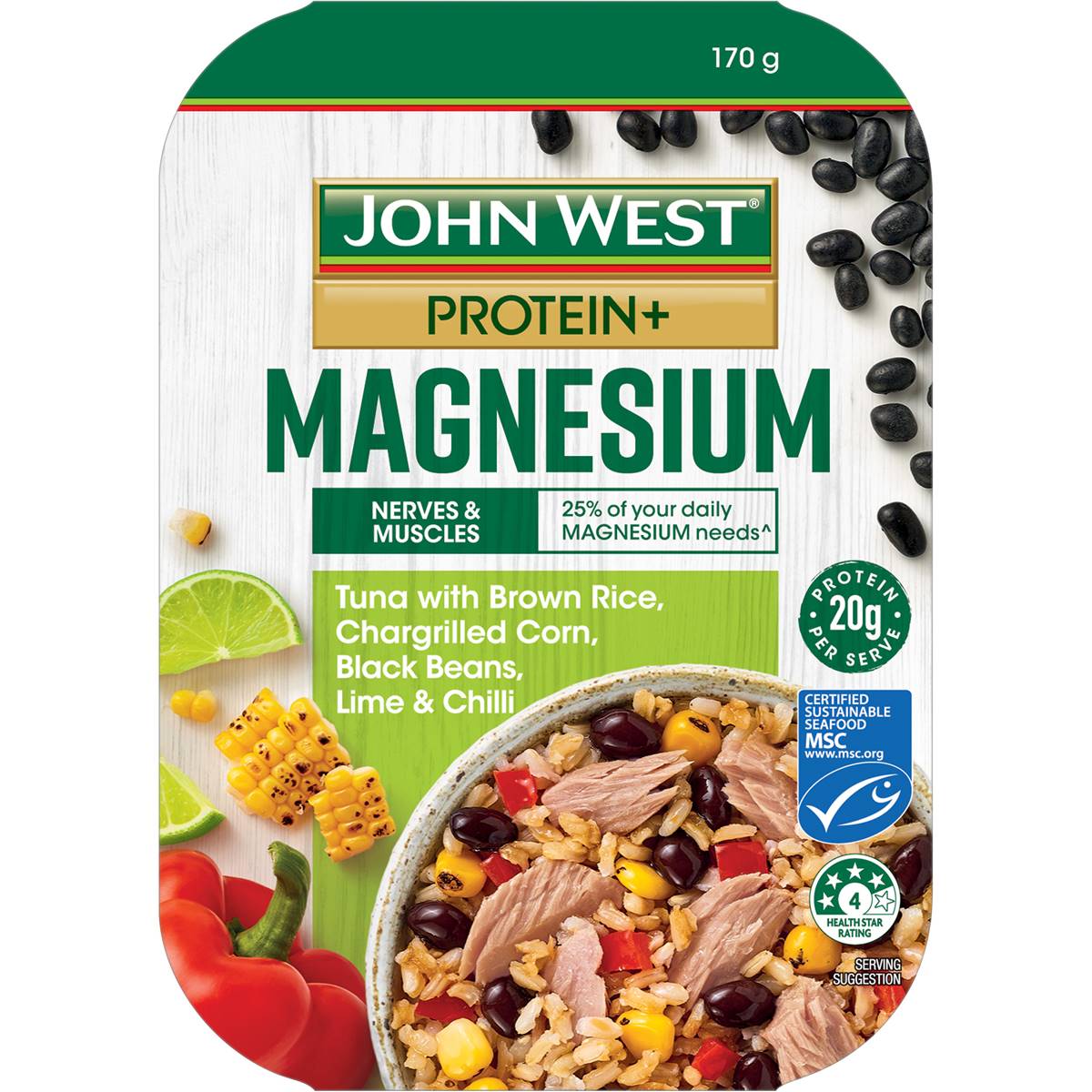 John West Protein+ Mag Tuna Bowl Brown Rice, Corn, Black Beans Chilli ...