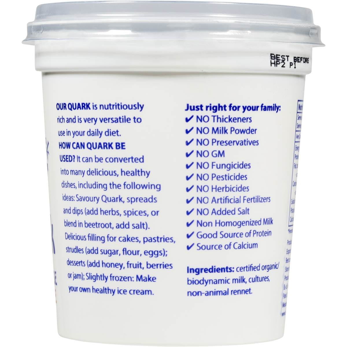 Paris Creek Farms Organic Swiss Style Quark 450g | Woolworths