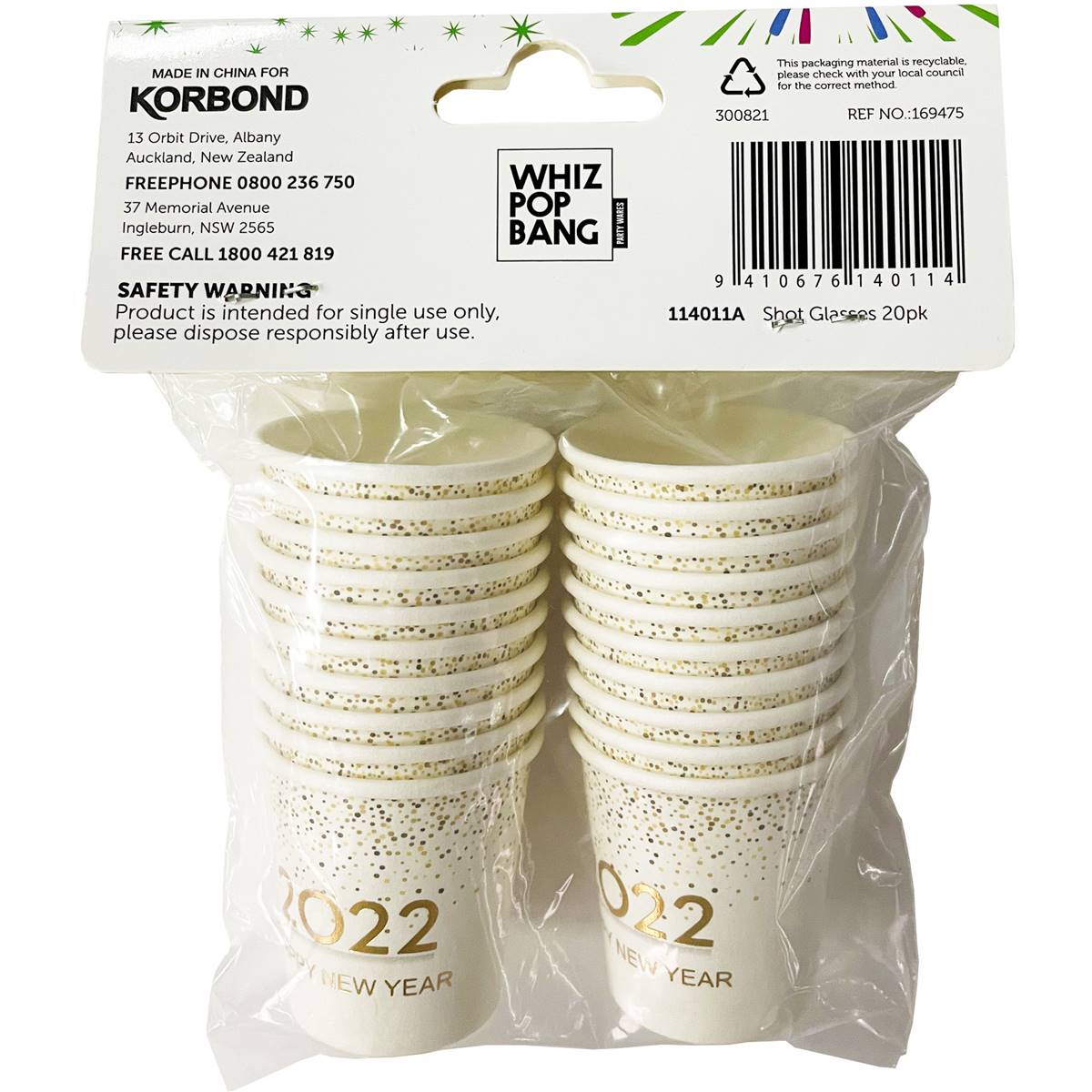 New Year's Eve Foil Paper Shot Glass 20 Pack | Woolworths