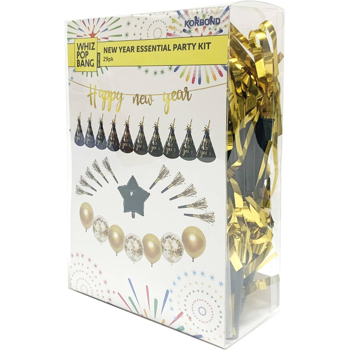 New Year's Eve Happy New Year Party Kit 29 Pieces Gold Each | Woolworths