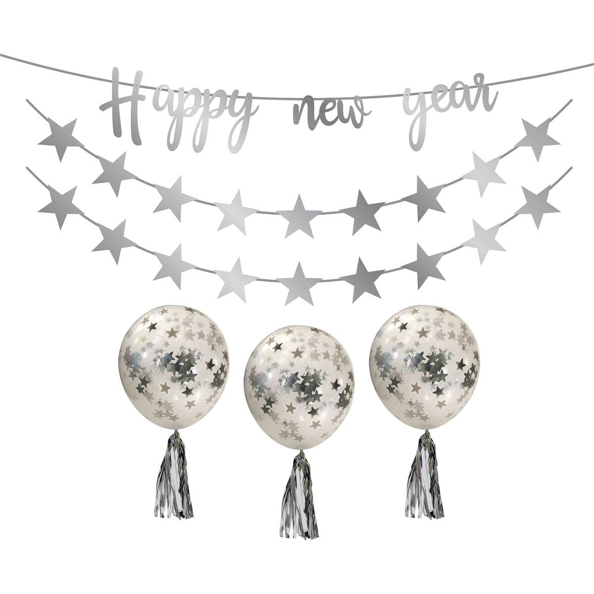New Year's Eve Happy New Year Bunting Kit Silver Each | Woolworths