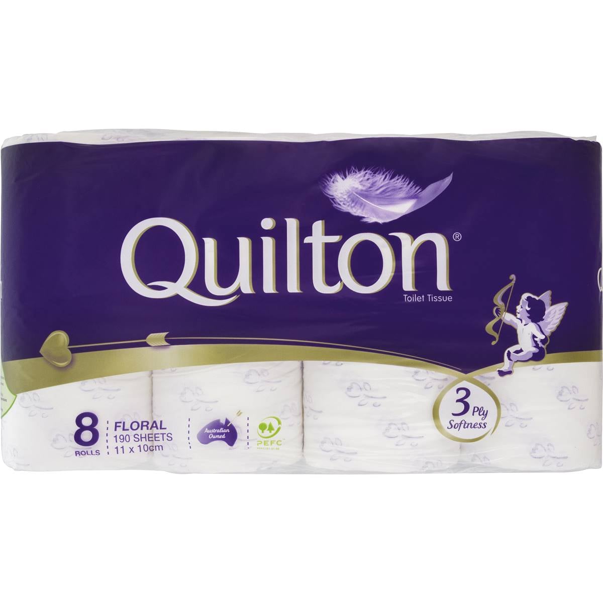 Quilton Classic Toilet Tissue 3ply Floral 180sheets 8pk | Woolworths