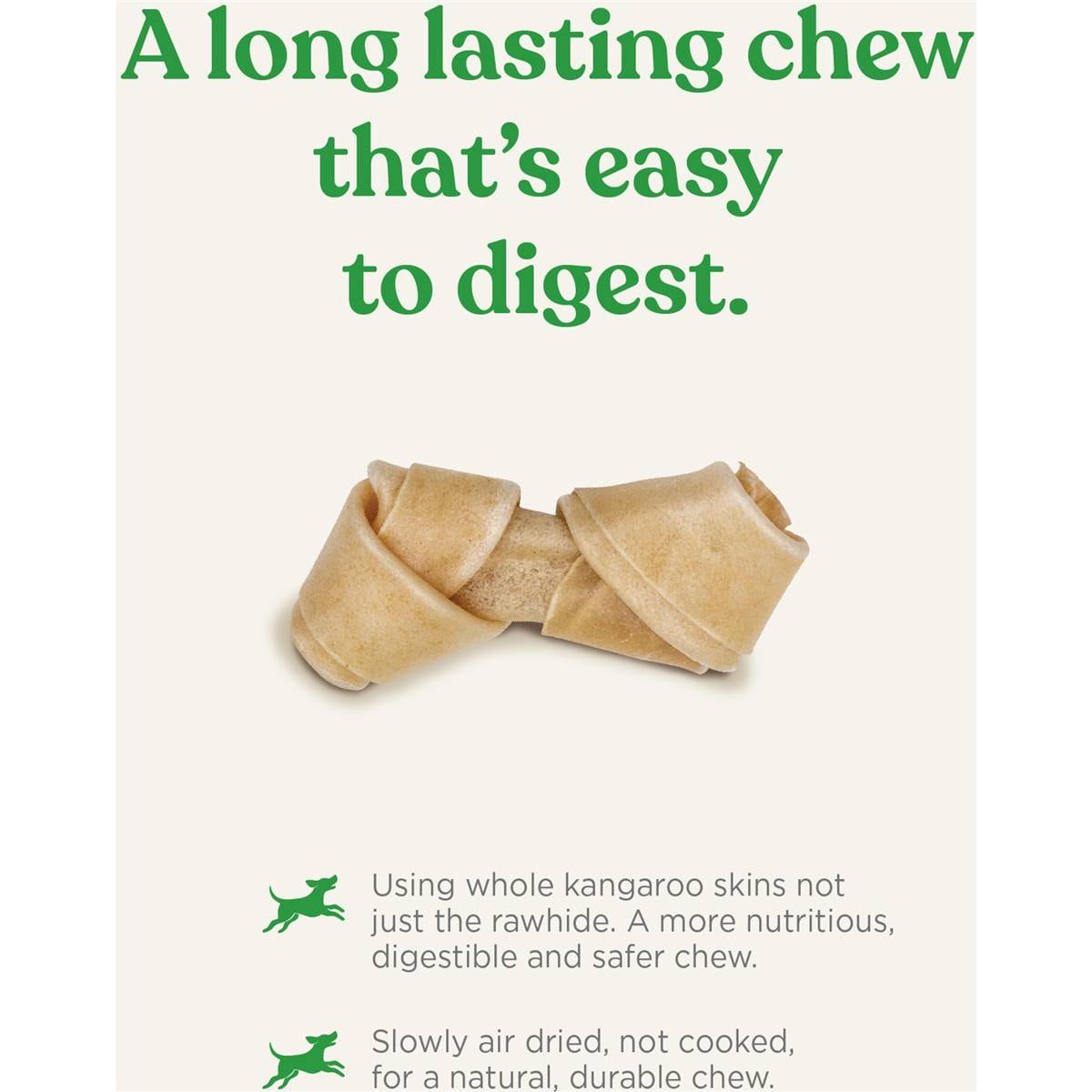 Open Paddock Natural Skins Kangaroo Small Non Rawhide Knotted Bones 5 ...