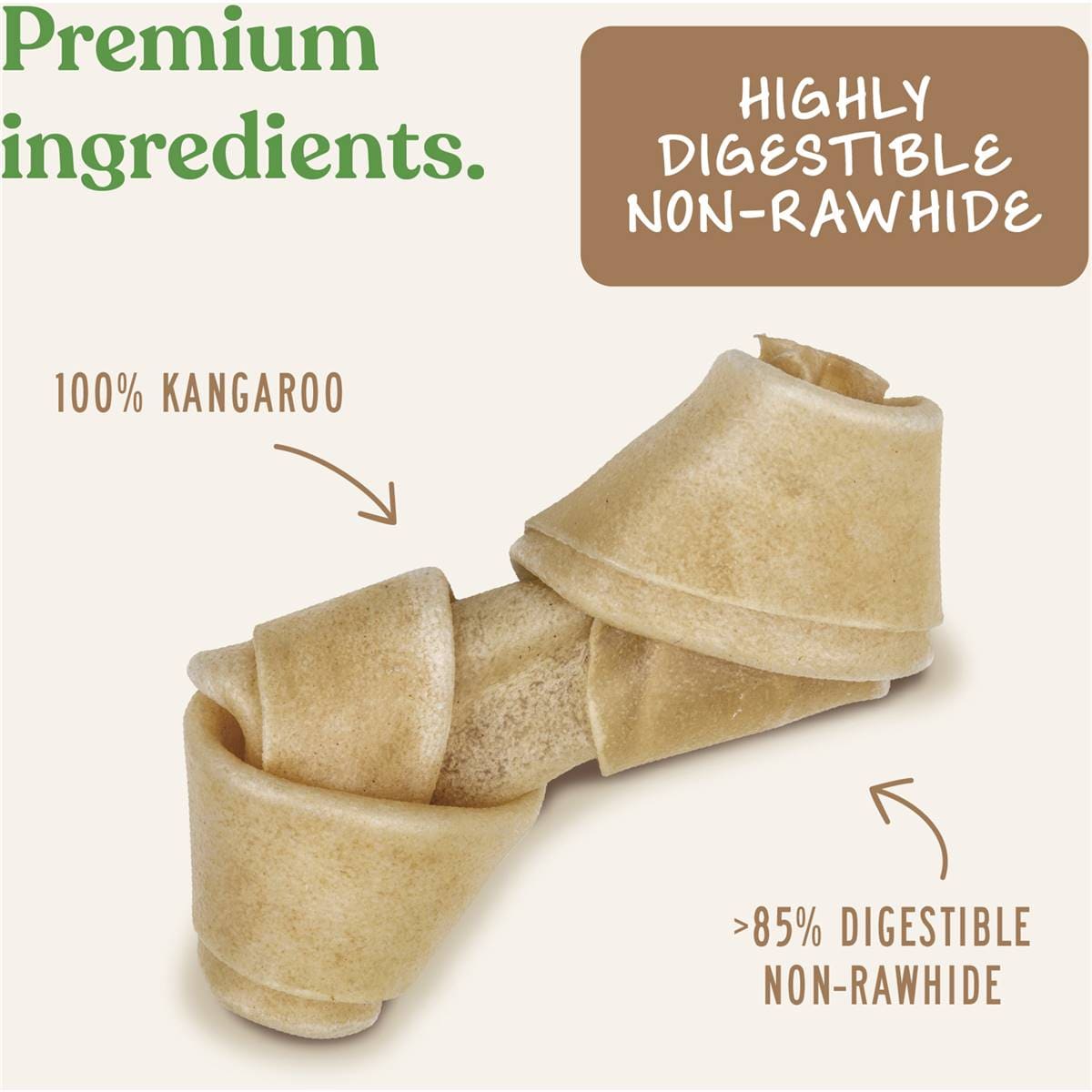 Open Paddock Natural Skins Kangaroo Small Non Rawhide Knotted Bones 5 ...