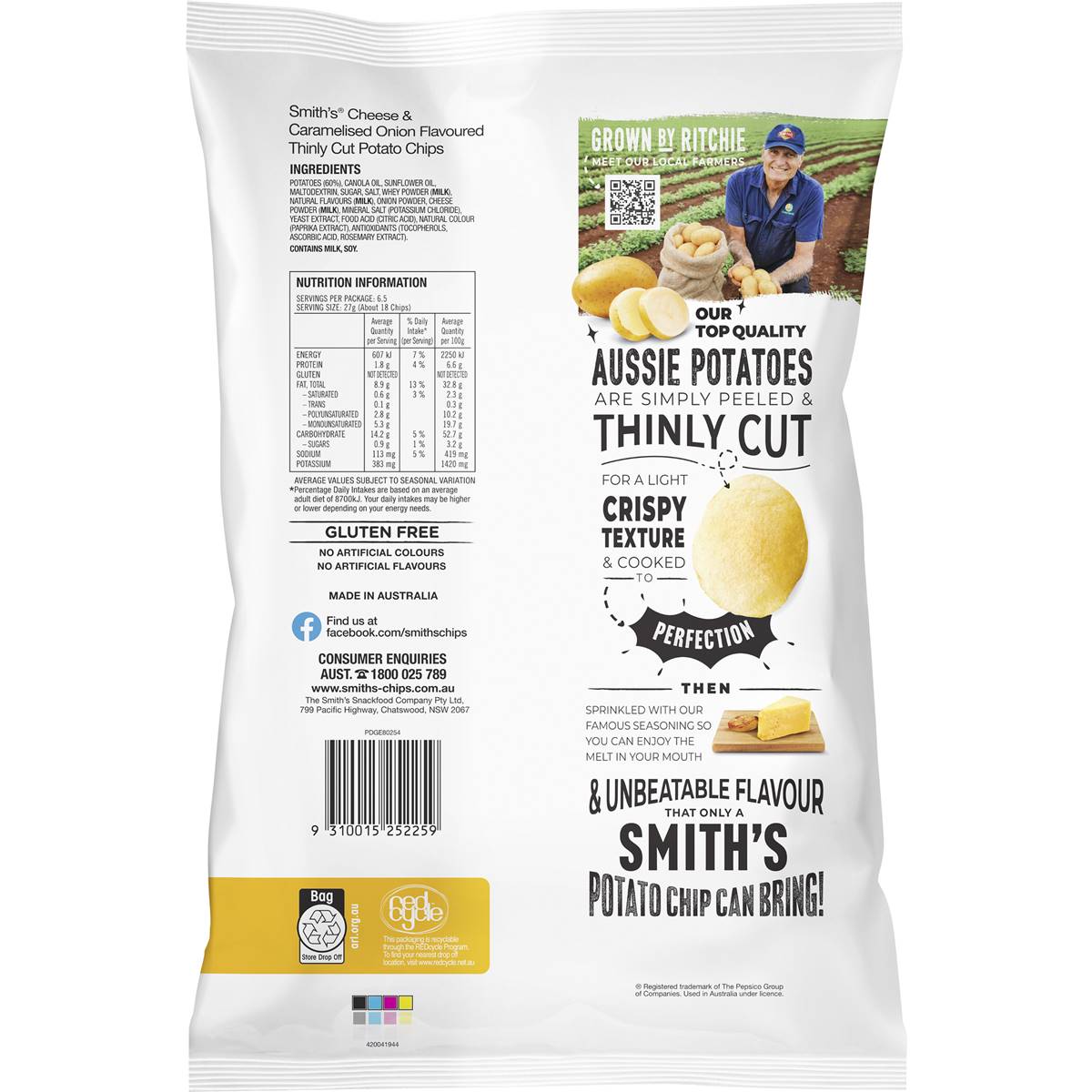 Smith's Thinly Cut Cheese & Caramelised Onion 175g | Woolworths