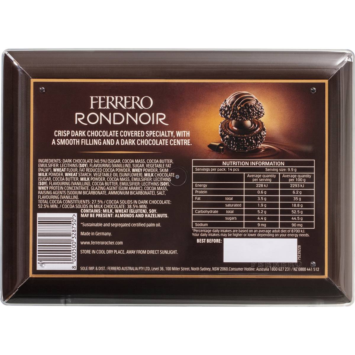 Ferrero Rondnoir Dark Chocolate Gift Box Limited Edition 14 Pack ...