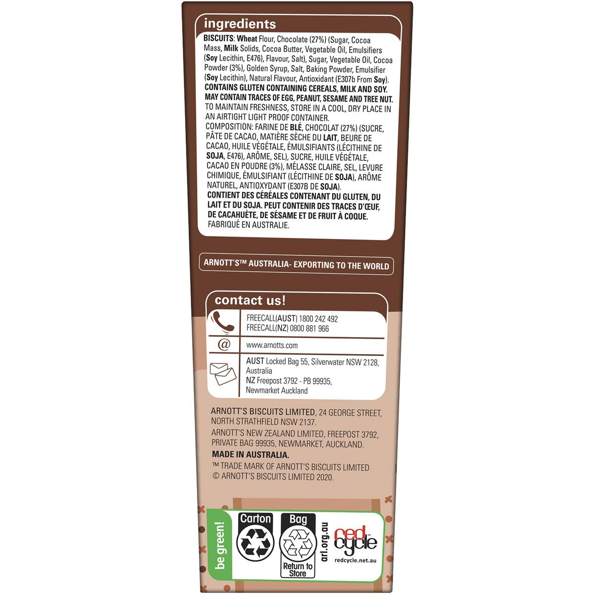 Arnott's Teevee Snacks X & O Chocolate Brownie 165g | Woolworths