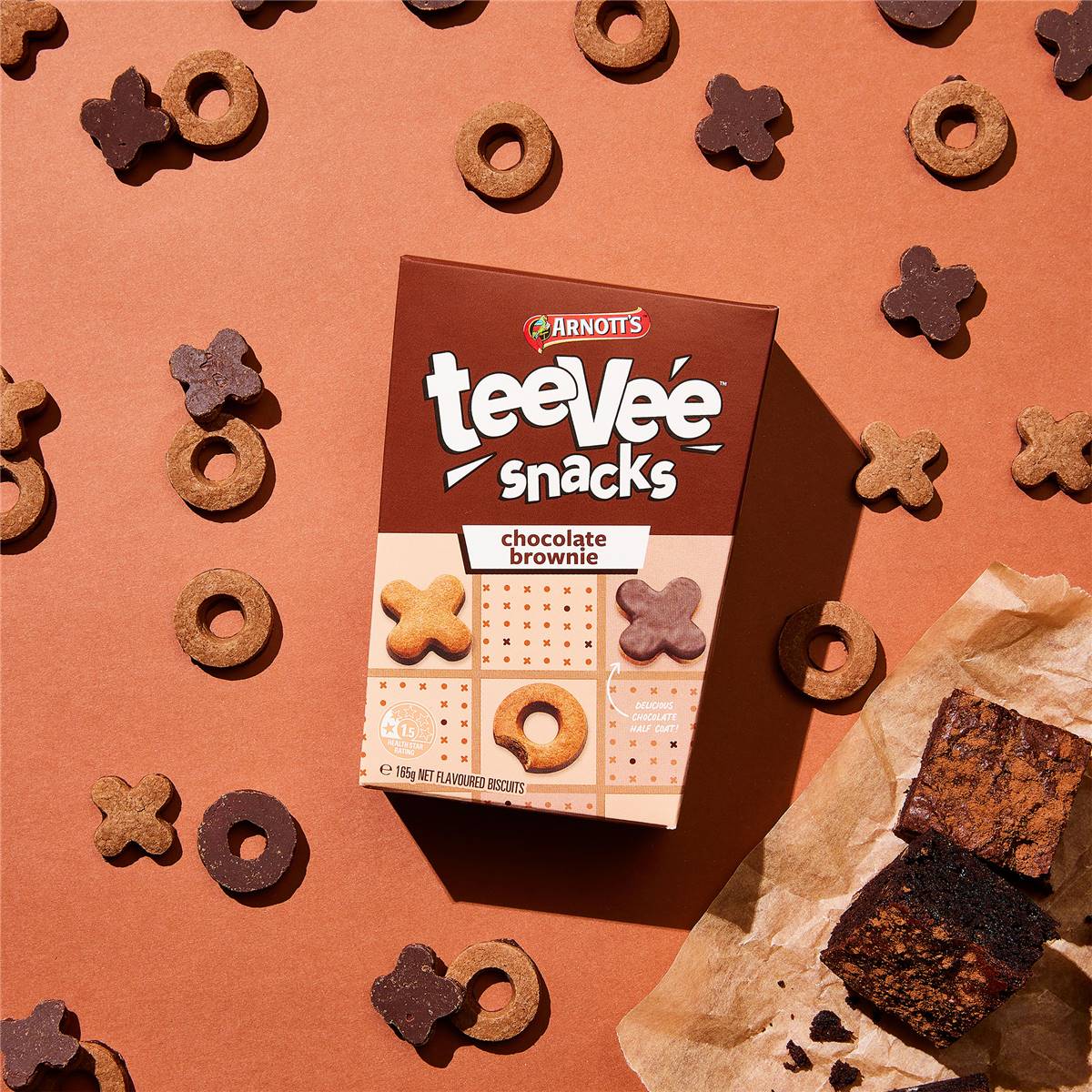 Arnott's Teevee Snacks X & O Chocolate Brownie 165g | Woolworths