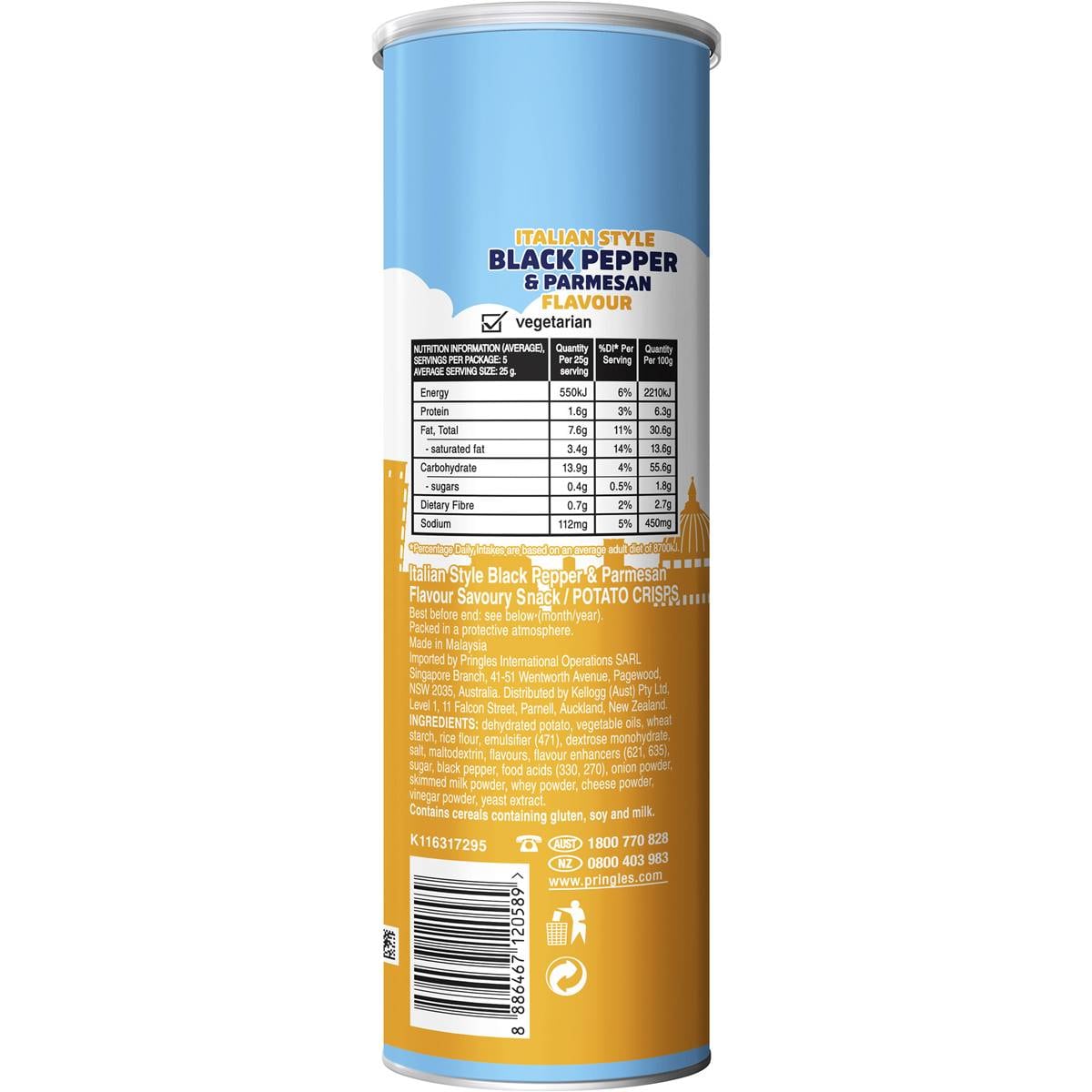 Pringles Italian Black Pepper & Parmesan Flavour Chips 134g | Woolworths