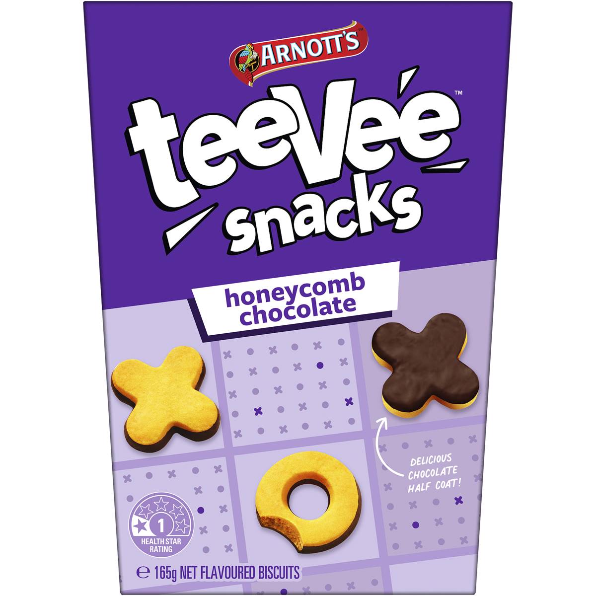 Arnott's Teevee Snacks X & O Honeycomb Chocolate 165g | Woolworths