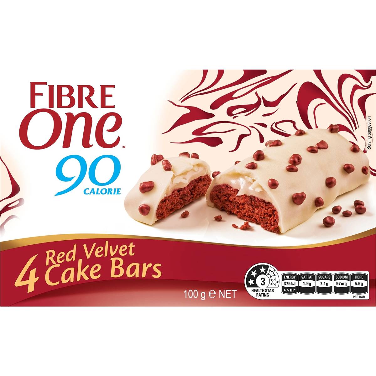Fibre One 90 Calorie Red Velvet Cake Bars 4 Pack | Woolworths