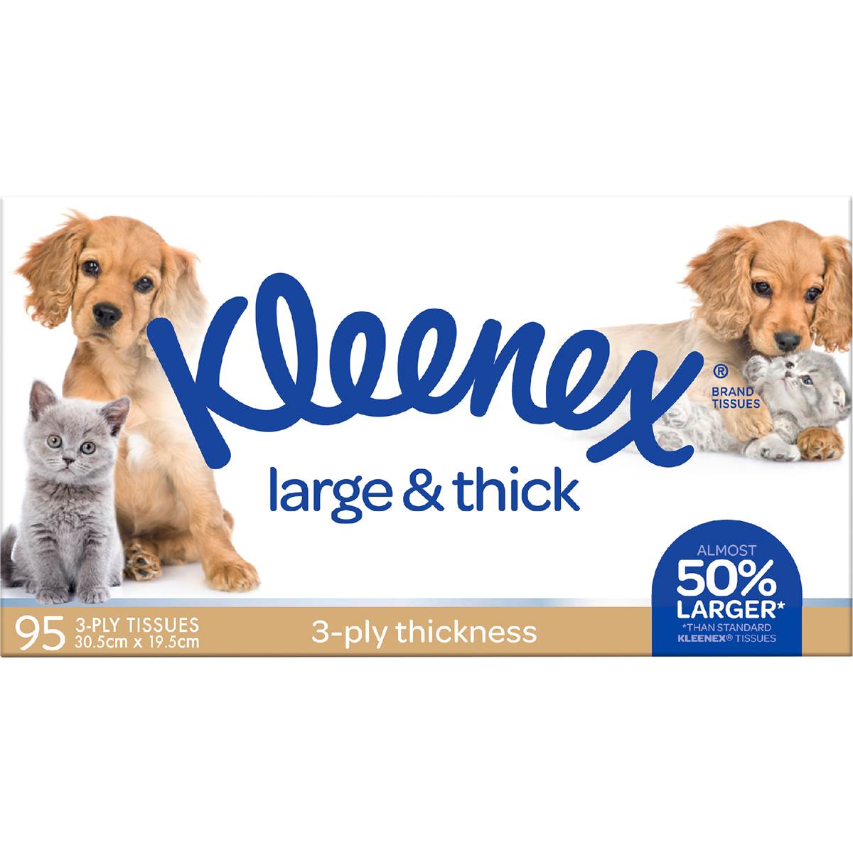 Kleenex Large & Thick 3 Ply Facial Tissues 95 Pack | Woolworths