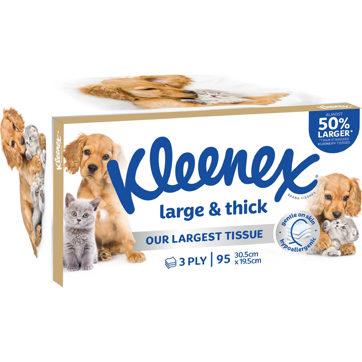 Kleenex Large & Thick 3 Ply Facial Tissues 95 Pack | Woolworths
