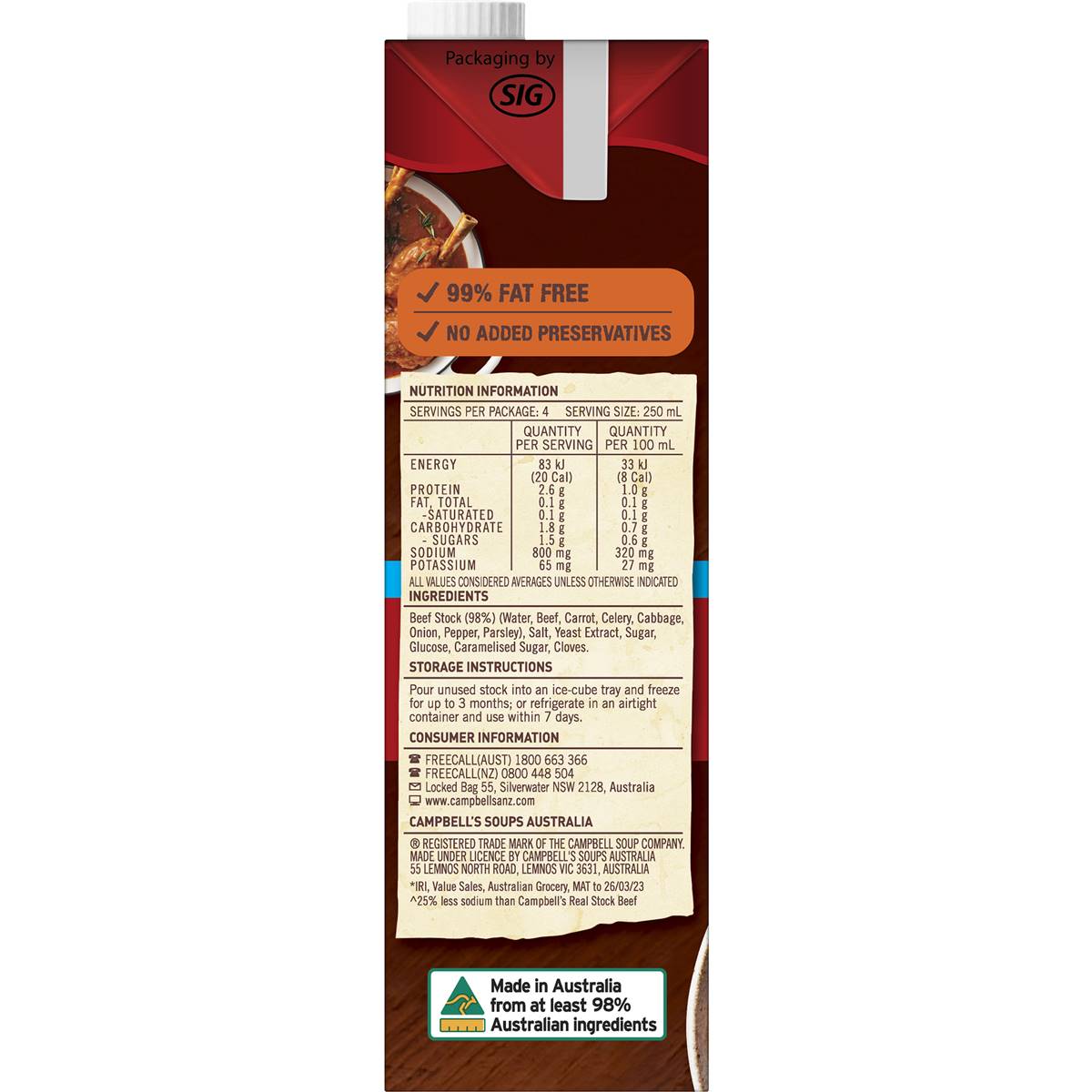 Campbell's Real Stock Beef Salt Reduced Liquid Stock 1l | Woolworths Campbell's Real Stock Beef Salt Reduced Liquid Stock 1l | Woolworths