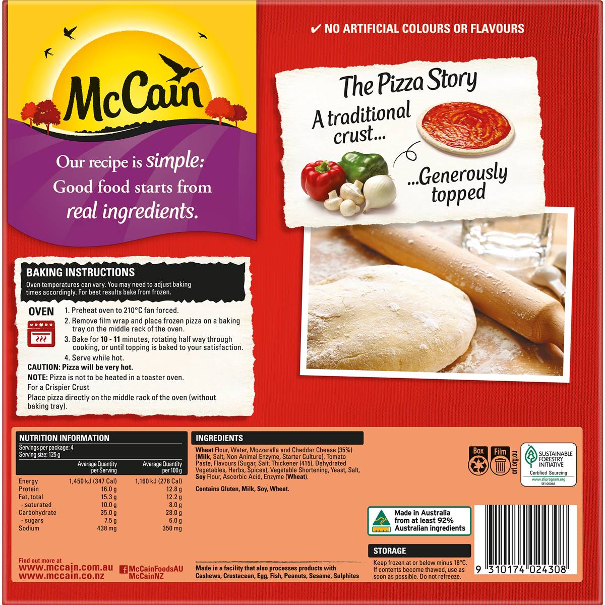 Mccain Pizza Margherita 500g | Woolworths
