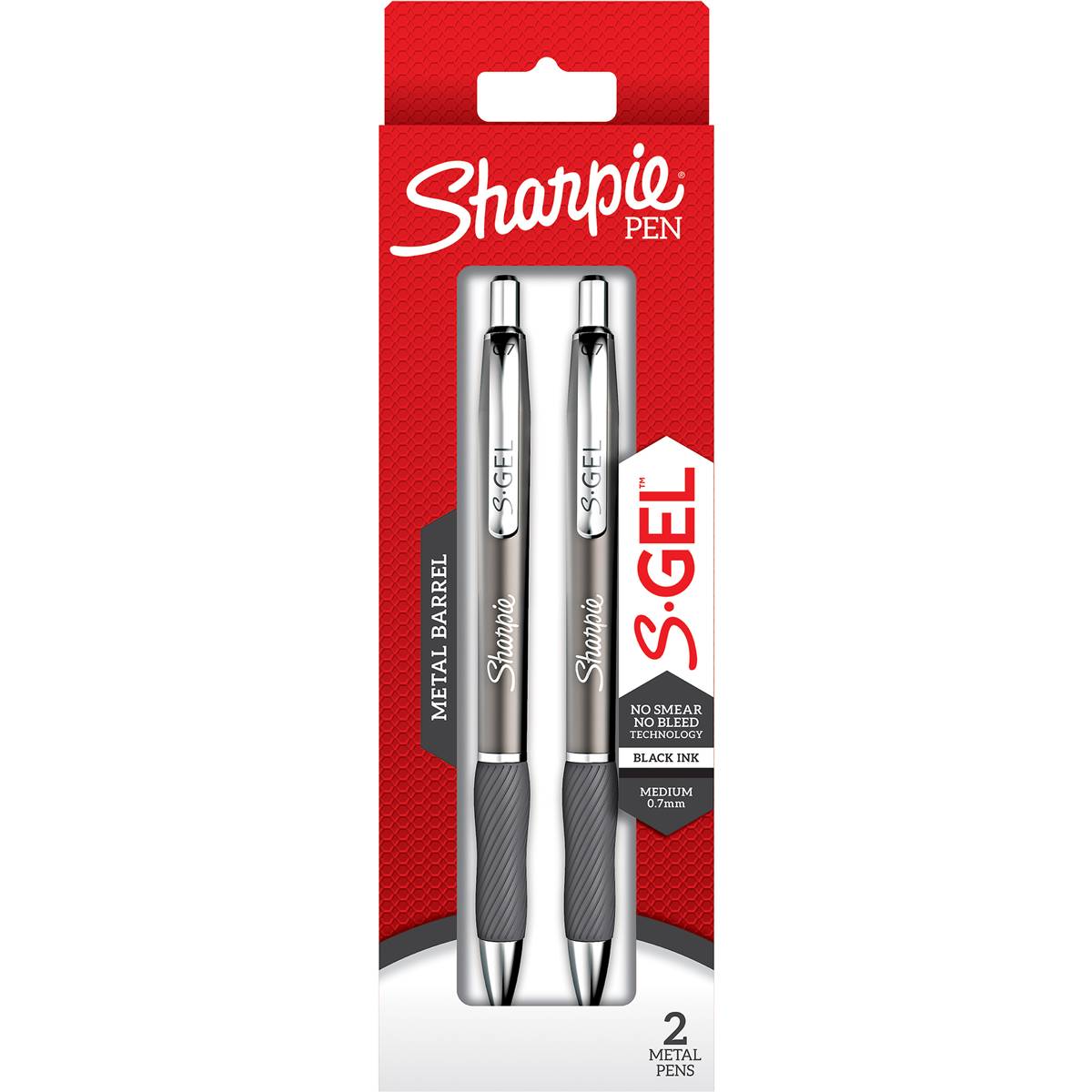 Sharpie Pen S-gel Medium Metal Barrel Black 2 Pack | Woolworths