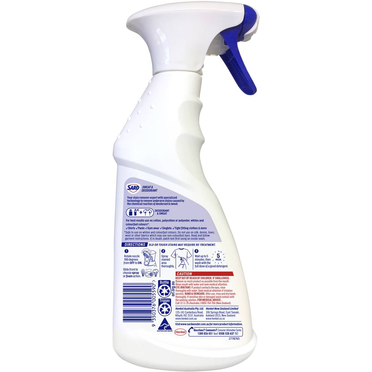 Sard Sweat & Deodorant Stain Remover Spray 420ml | Woolworths