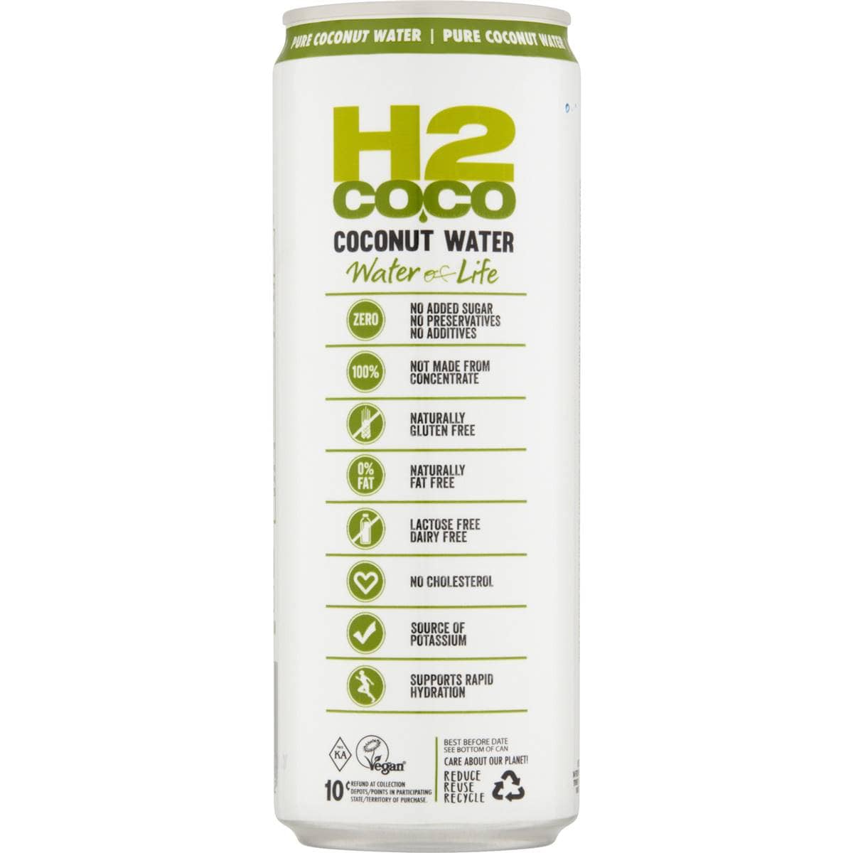 H2coco Pure Coconut Water Can 355ml | Woolworths