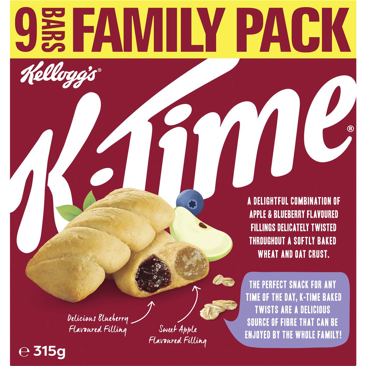 Kellogg's K-time Baked Twists Apple & Blueberry Flavoured Snack Bars 9 ...