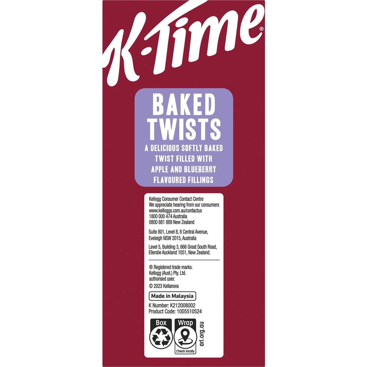 Kellogg's K-time Baked Twists Apple & Blueberry Flavoured Snack Bars 9 ...
