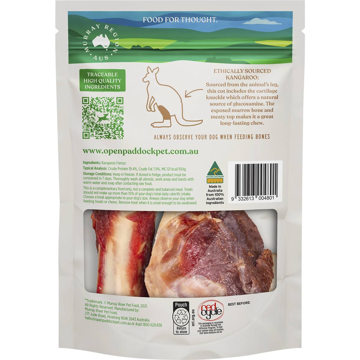 Open Paddock Frozen Kangaroo Femur Dog Treat 2 Pack | Woolworths