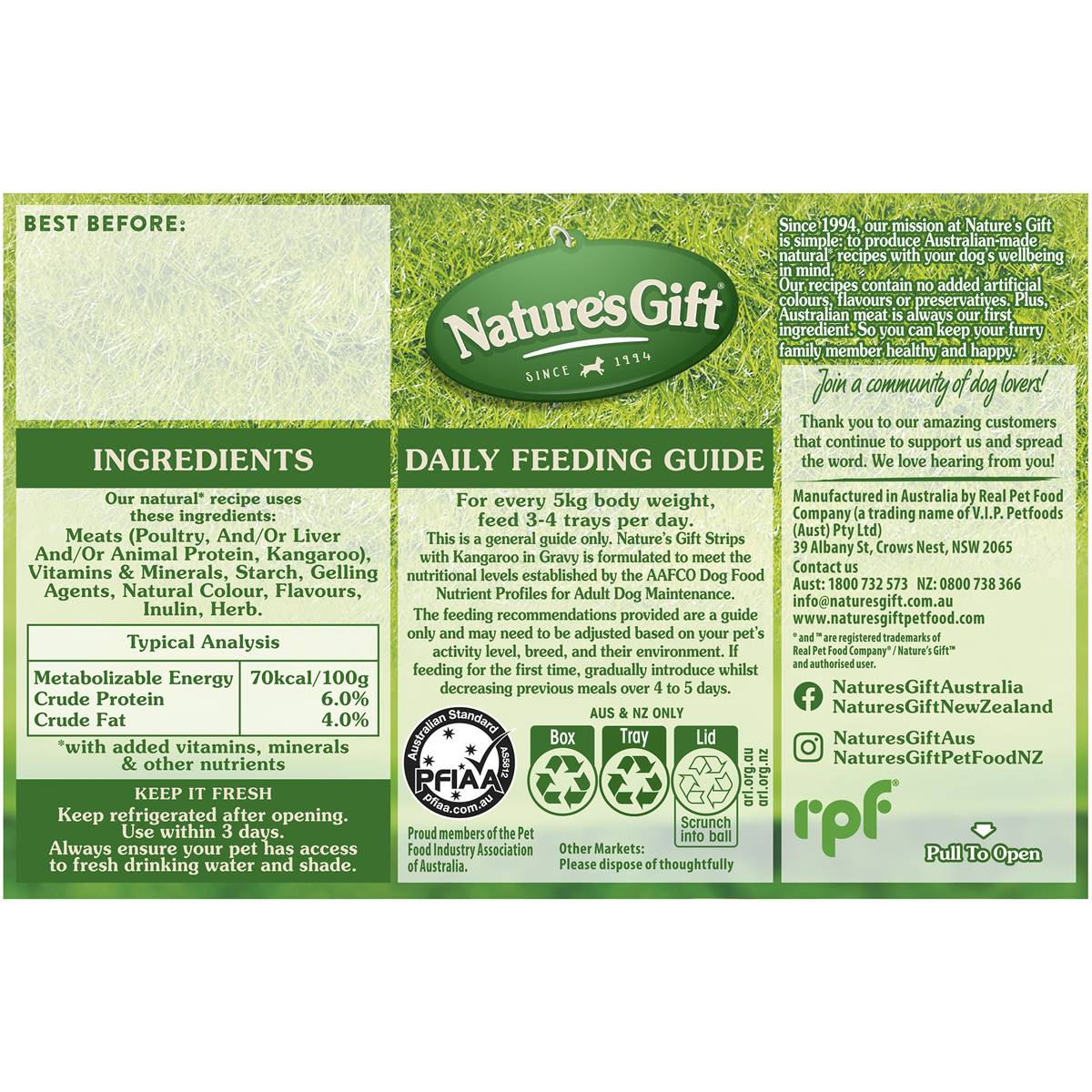 Nature's Gift Adult Wet Dog Food Strips With Kangaroo & Gravy 100g X 6 ... Nature's Gift Adult Wet Dog Food Strips With Kangaroo & Gravy 100g X 6 ...