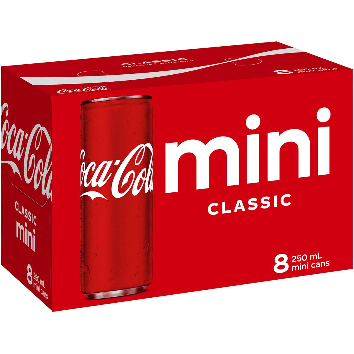 Coca-cola Classic Soft Drink Mini Cans 250mlx 8 Pack | Woolworths