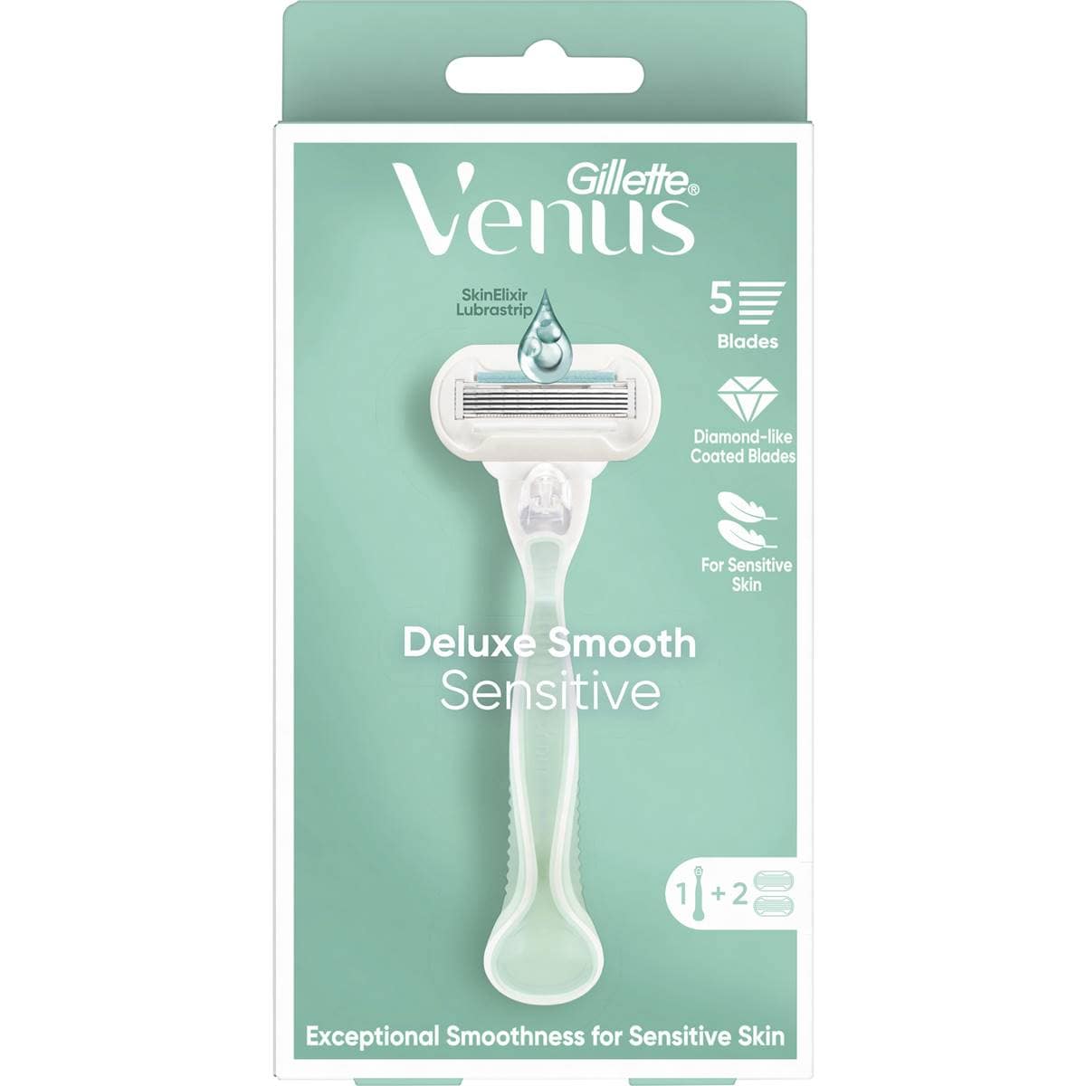 Gillette Venus Deluxe Smooth Sensitive Razor With 2 Razor Blades Each ...