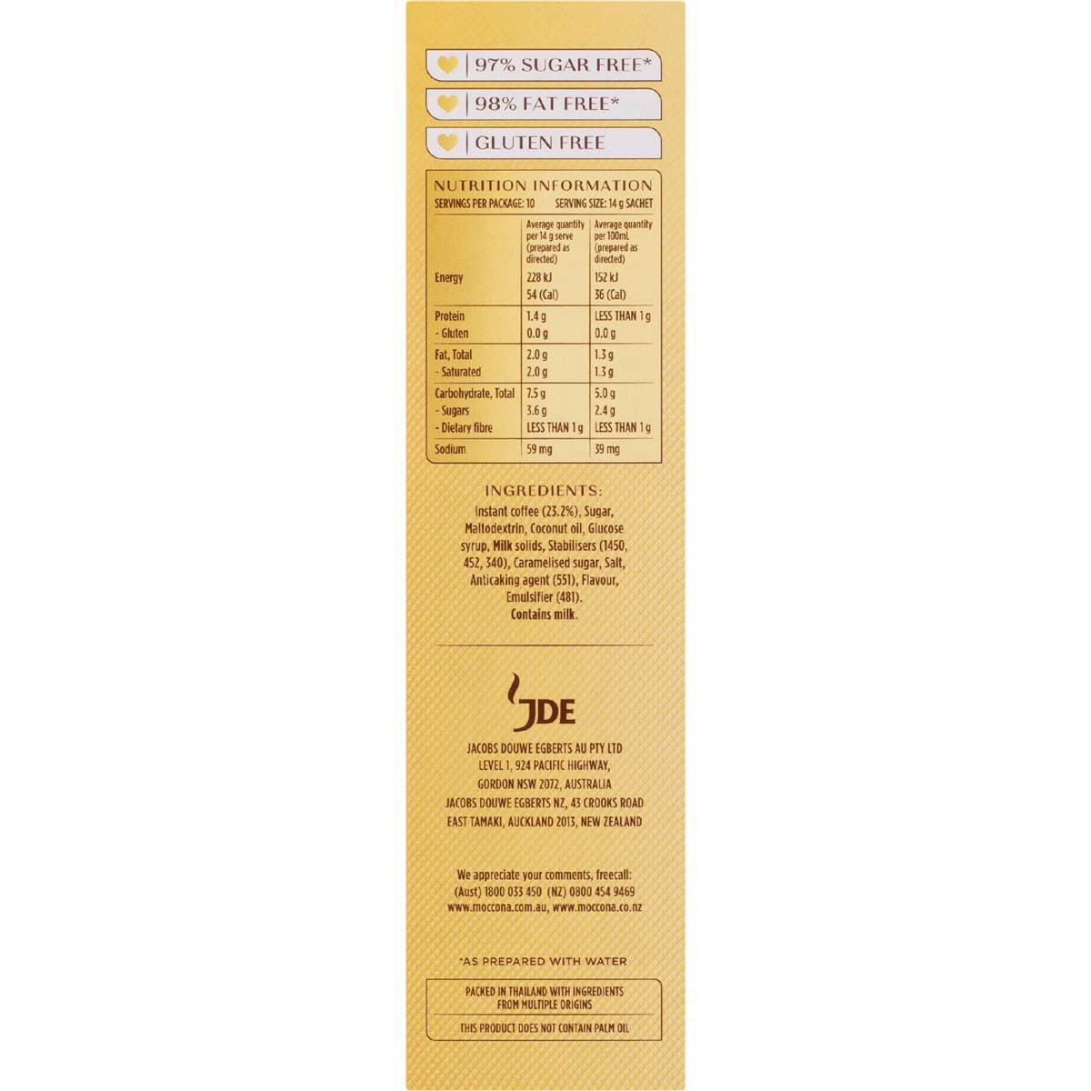 Moccona Double Shot Latte Coffee Sachets 10 Pack | Woolworths