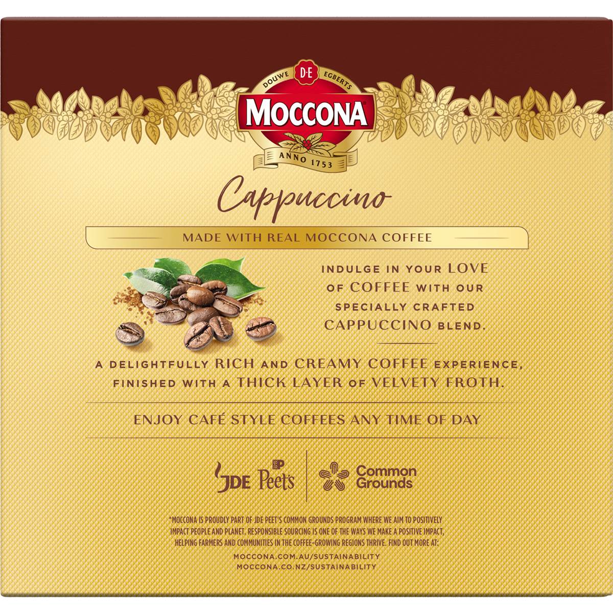 Moccona Coffee Sachets Cappuccino 30 Pack | Woolworths