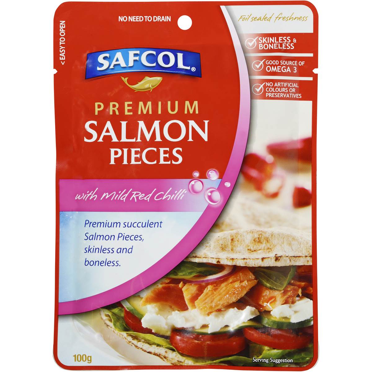 Safcol Salmon With Mild Red Chilli Pouch 100g | Woolworths