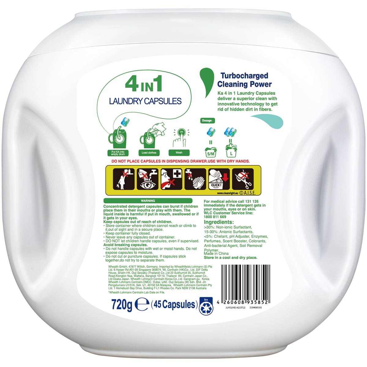 Ka Pod 4 In 1 Antibacterial Laundry Capsules 45 Pack | Woolworths