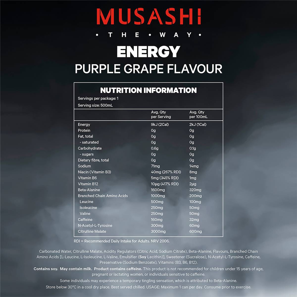Musashi Energy Drink Purple Grape 500ml | Woolworths