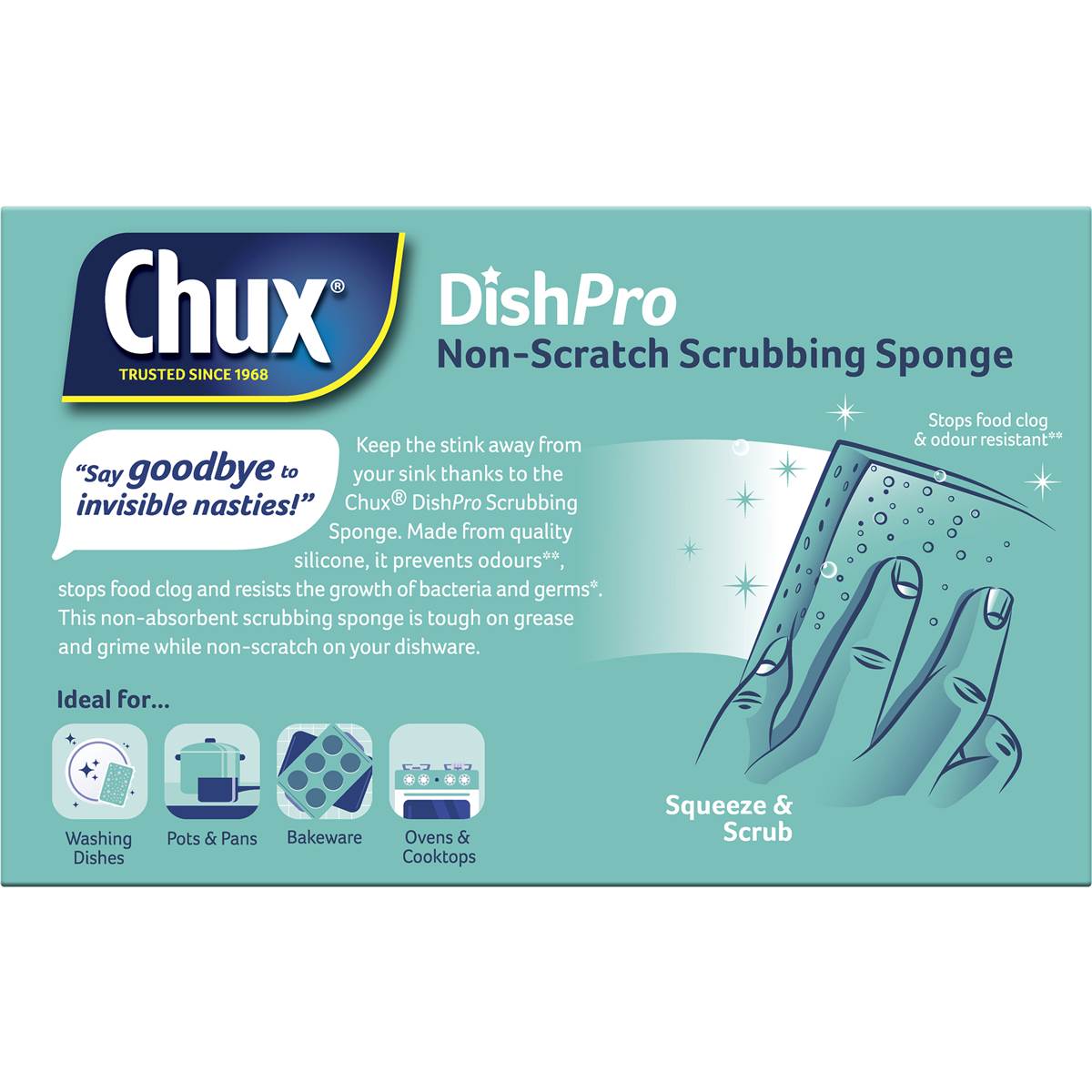 Chux Dish Pro Non Scratch Scrubbing Sponge 2 Pack | Woolworths
