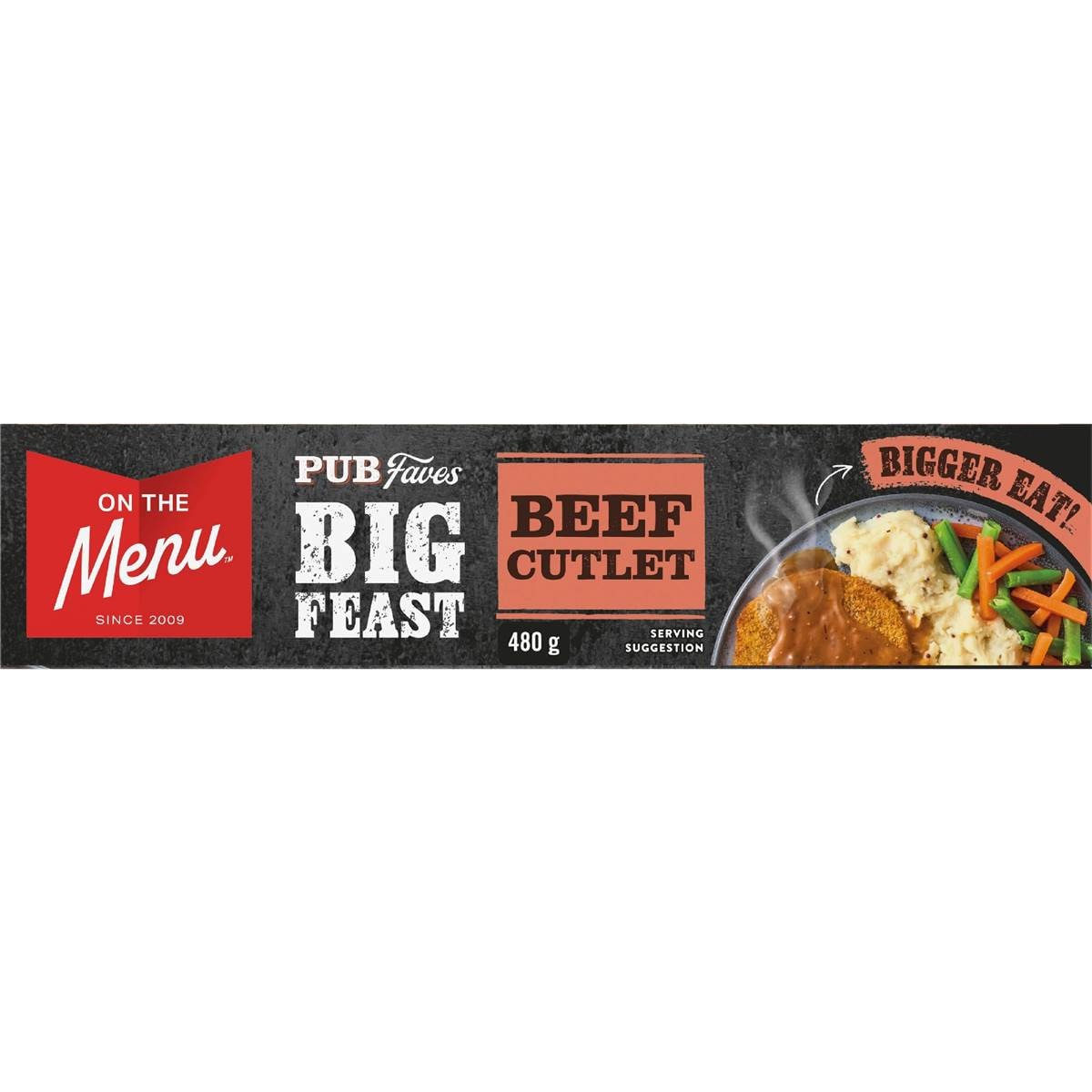 On The Menu Big Feast Beef Cutlet With Mash Frozen Meal 480g | Woolworths