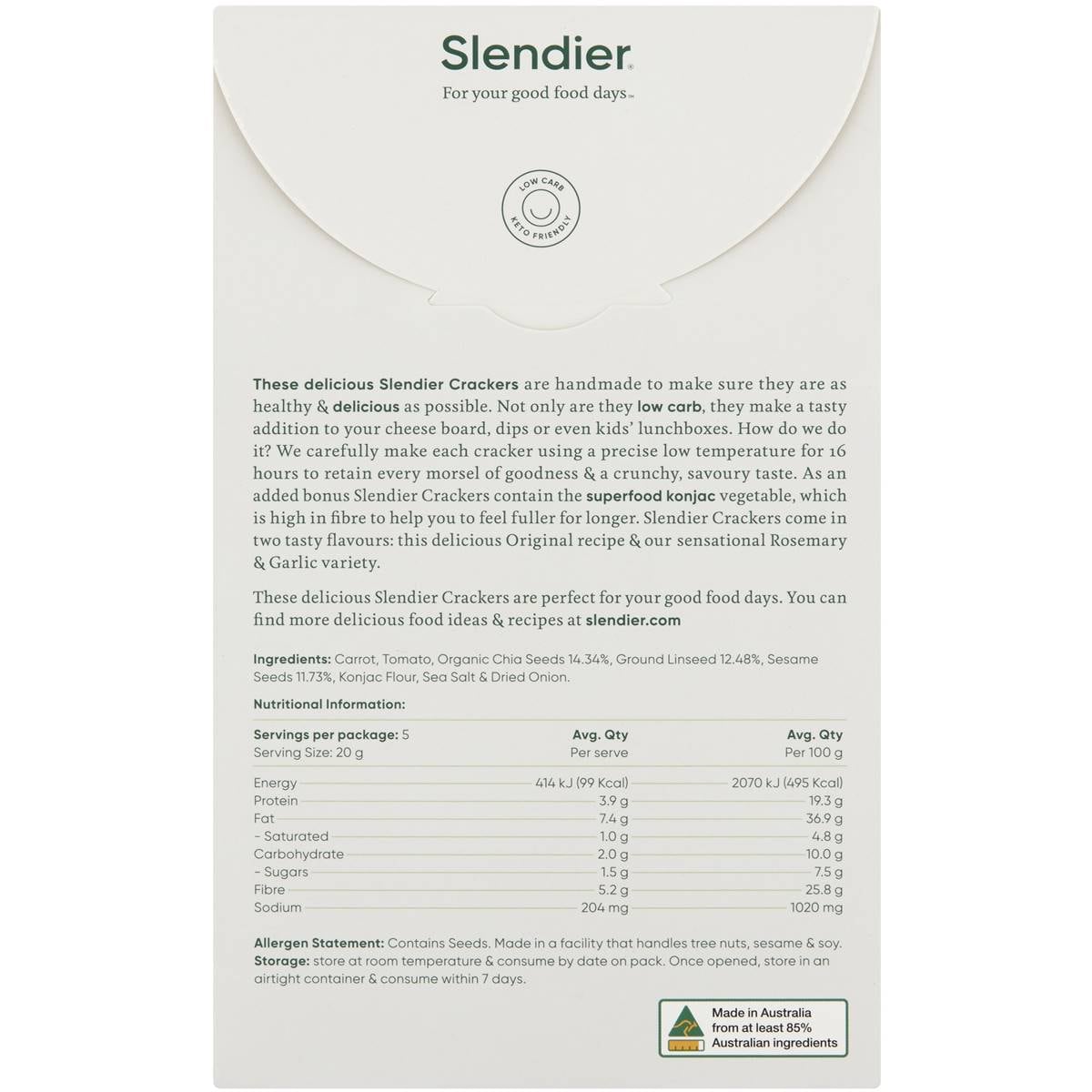 Slendier Crackers Original Seed Mix 100g | Woolworths