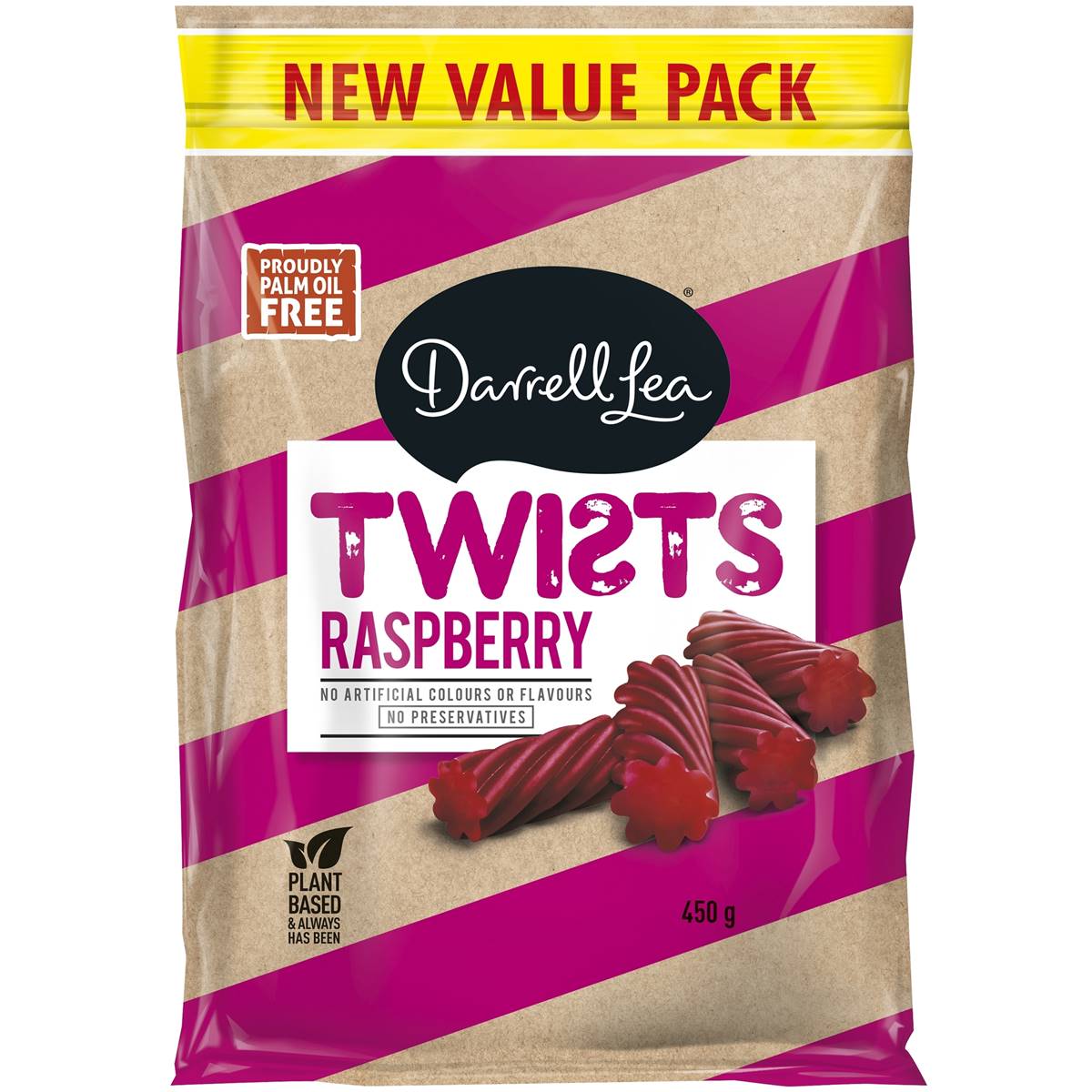 Darrell Lea Raspberry Twists 450g | Woolworths