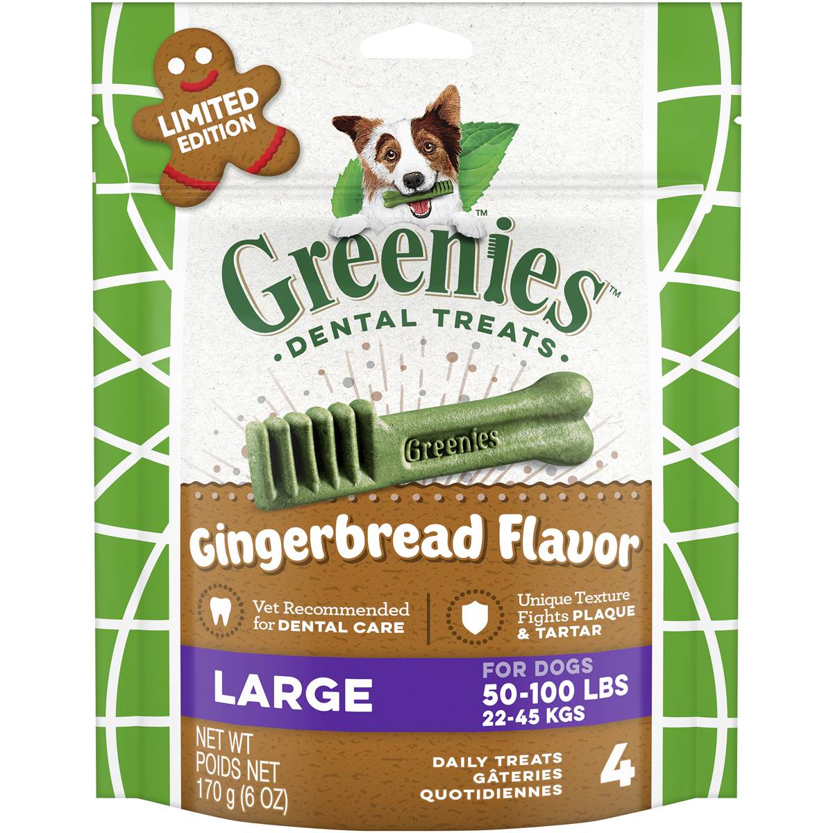 Greenies Dog Dental Treat Gingerbread Large 170g | Woolworths