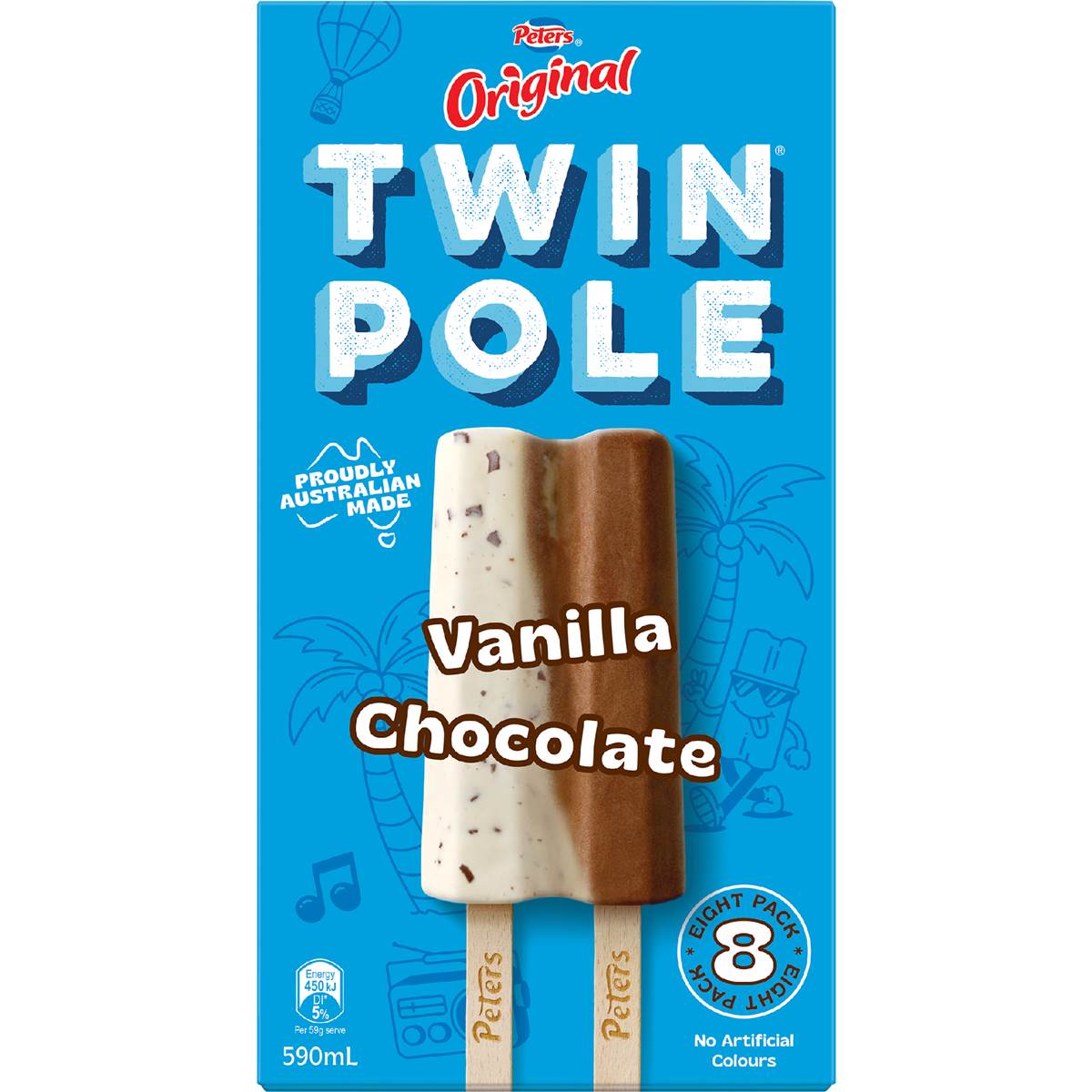 Peters Original Twin Pole Vanilla Choc 8 Pack | Woolworths