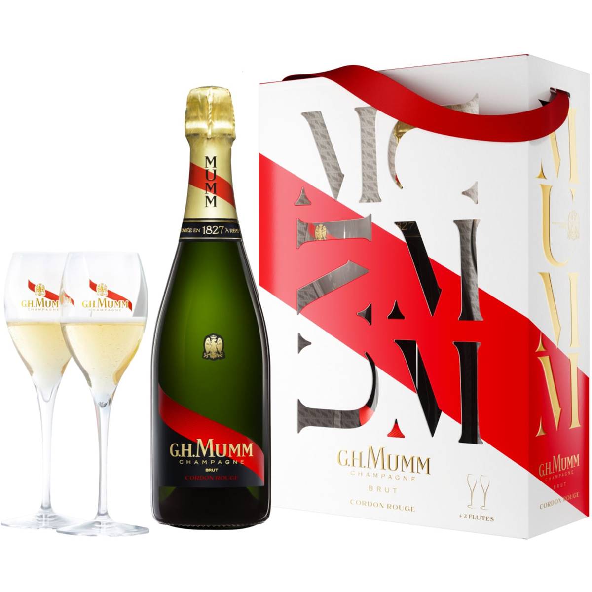 Mumm Cordon Rouge Champagne With 2 Flutes 750ml | Woolworths