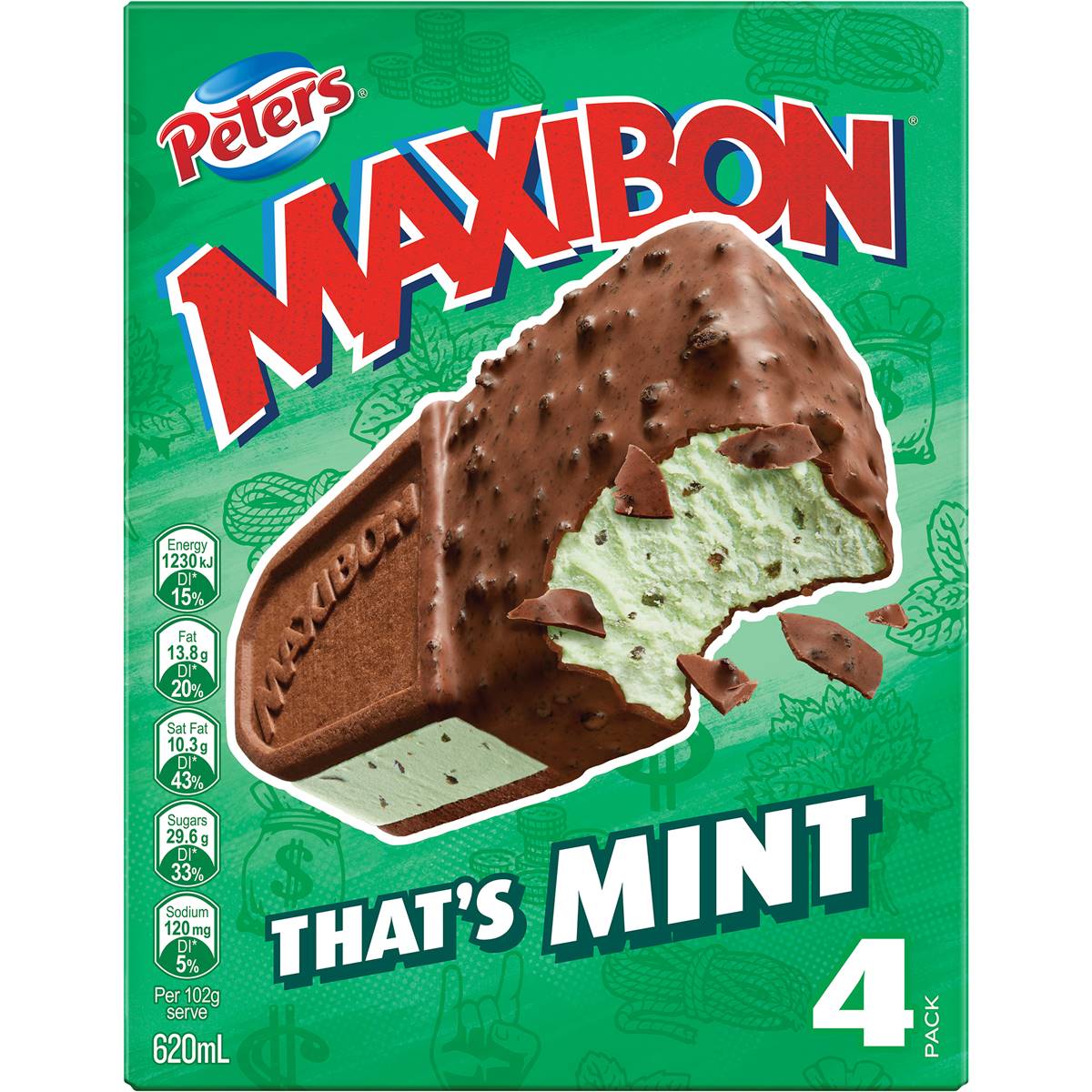 Peters Maxibon That's Mint Ice Cream Sandwich 4 Pack | Woolworths