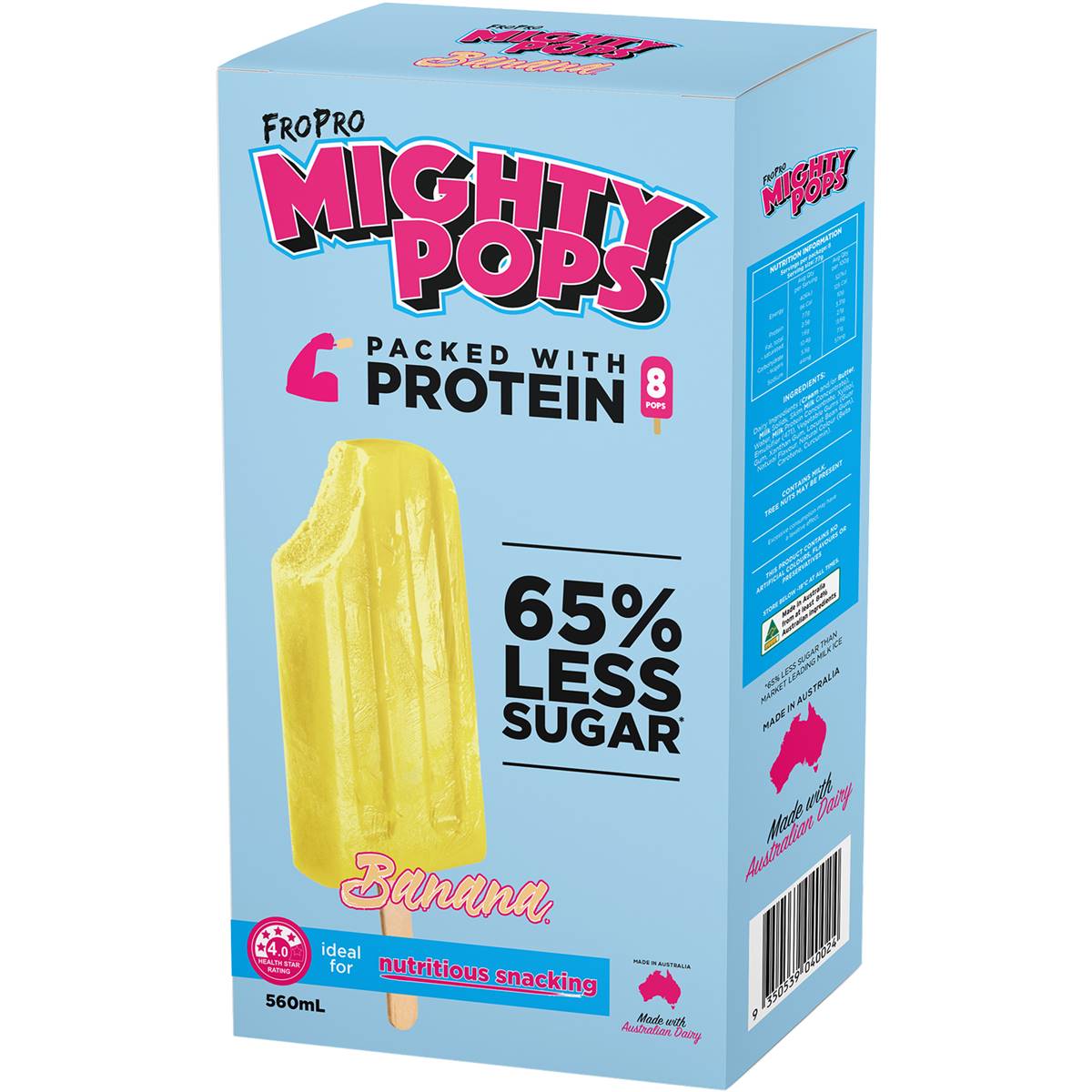 Fropro Mighty Pops Banana 8 Pack | Woolworths